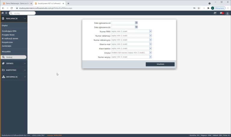 Numer RMA w systemie reklamacyjnym » System reklamacji