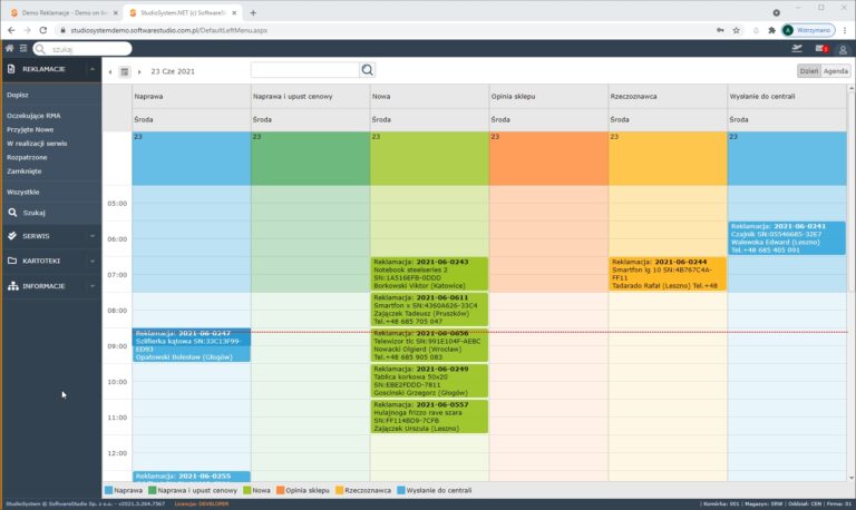 Program Reklamacje SoftwareStudio > Numer RMA